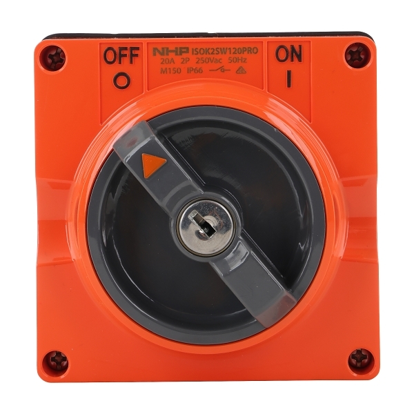 NHP ISO Surface Switch - Key, Lock in ON/OFF, 2 Pole 20A 250V AC, w/o ...
