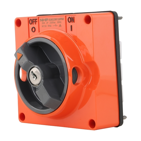 NHP ISO Surface Switch - Key, Lock in ON/OFF, 2 Pole 20A 250V AC, w/o ...