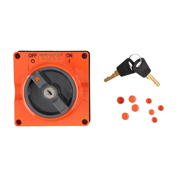 NHP ISO Surface Switch - Key, Lock in ON/OFF, 2 Pole 20A 250V AC, w/o ...
