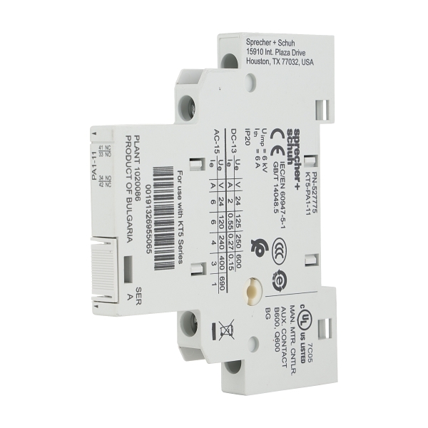 S&S KT5 Auxiliary Contact with 1NO Contact and 1NC Contact Right Side Mount
