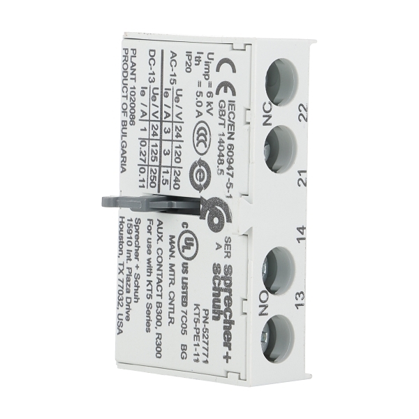 S&S KT5 Auxiliary Contact with 1NO Contact and 1NC Contact Front Mount