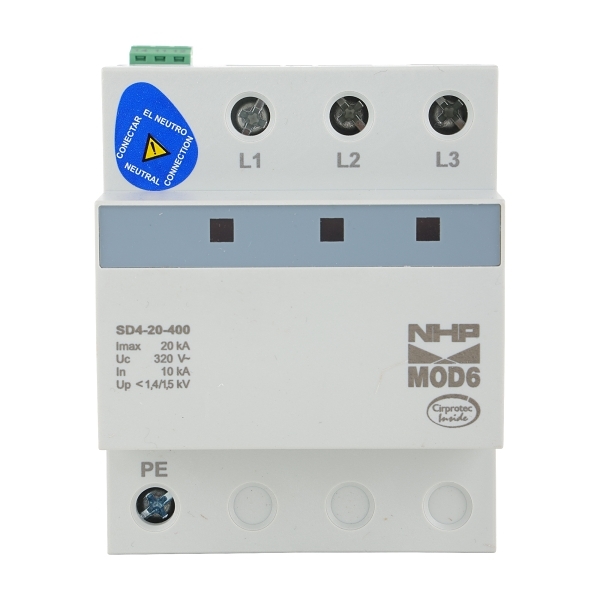 NHP MOD6 Surge Diverter 3Pole plus Neutral 20kA