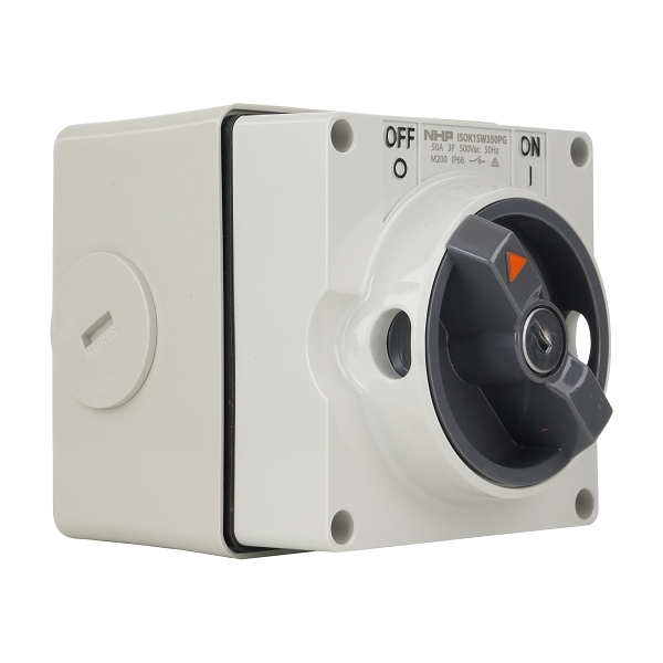 NHP ISO Surface Switch - Key, Lock in OFF, 3 Pole 50A 500V AC, w/ Base ...