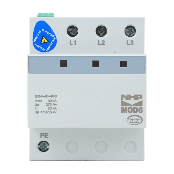 NHP MOD6 Surge Diverter 3Pole plus Neutral 40kA