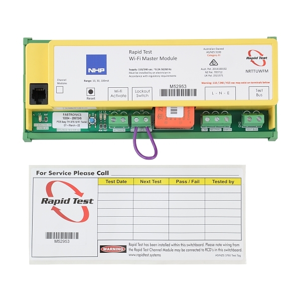 Rapid Test RCD Testing System Module Wi Fi Master 240V 10 to 100mA