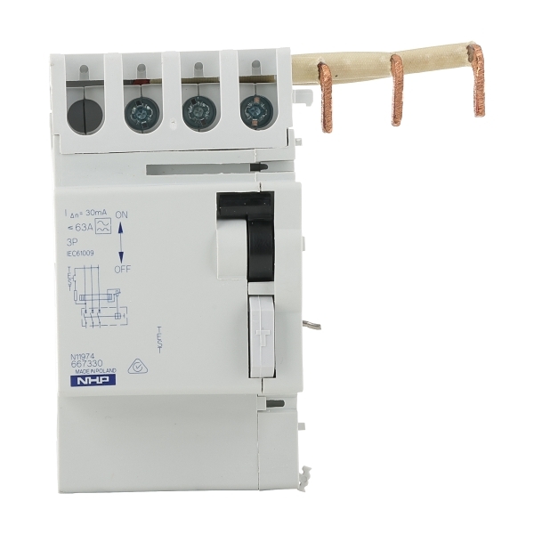 NHP DIN-T DINSAFE Residual Current Devices Add on module Clip On 3Pole ...