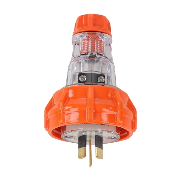 NHP ISO Plug - Straight, 3 Flat Pins, 20A 250V AC, Electric Orange