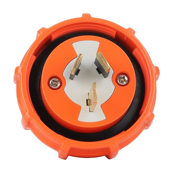 NHP ISO Plug - Straight, 3 Flat Pins, 20A 250V AC, Resistant Orange