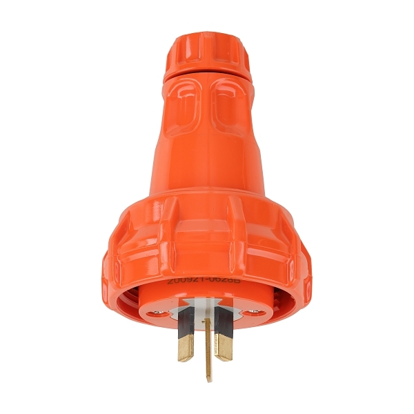 NHP ISO Plug - Straight, 3 Flat Pins, 20A 250V AC, Resistant Orange