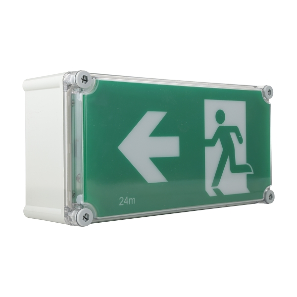 Stanilite Nexus RF Platinum Exit Lighting LED Weather Proof Pictograph Left