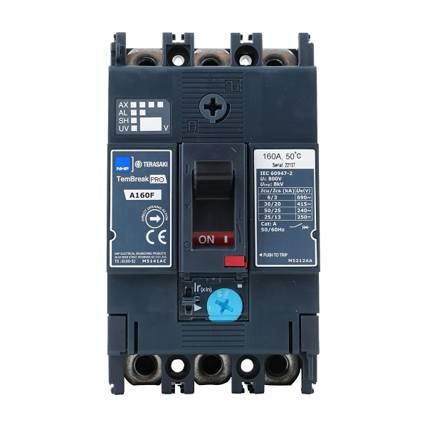 Terasaki TemBreak PRO MCCB 160 Frame 36kA 3P 80A Adj. Thermal Fix. Magnetic