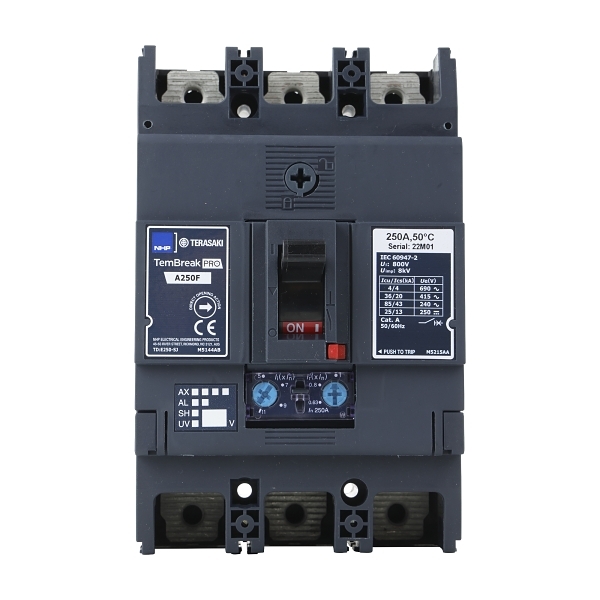 Terasaki TemBreak PRO MCCB 250 Frame 36kA 3P 160A Adj. Thermal Adj ...