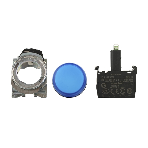 Sprecher and Schuh D7 Pilot Light 22.5mm Complete Metal LED 120V AC Blue