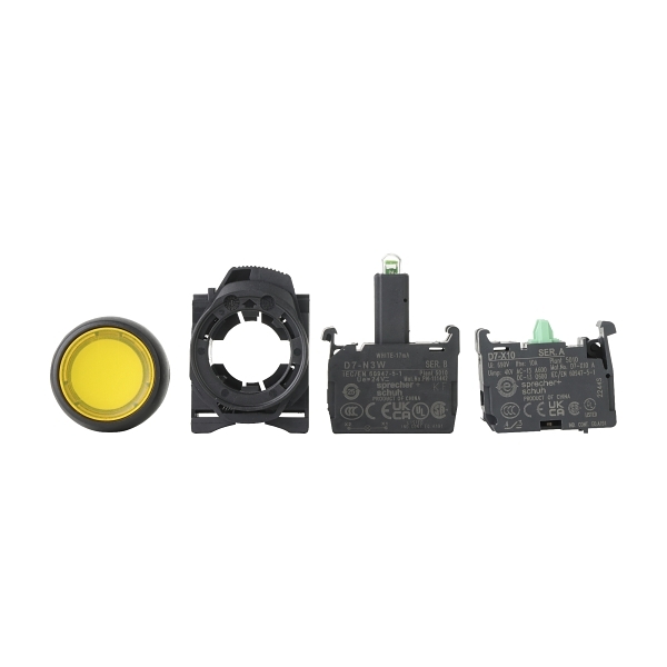 Sprecher and Schuh D7 Pushbutton 22.5 mm Complete PLT MOM Flush Yellow ...