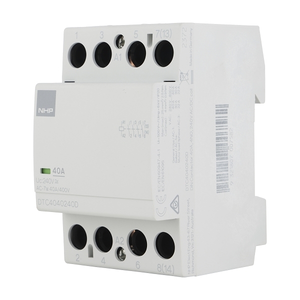 NHP DIN Contactors 40A4 Normally Open Contacts 24V AC DC Coil