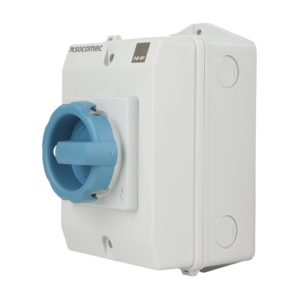 Socomec ISO Enclosed Isolator, IP 65 Plastic Grey, Handle - Blue, 3P 40A