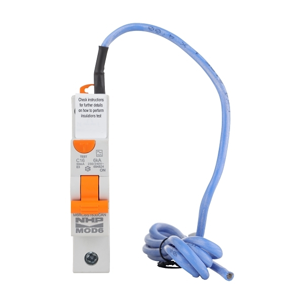 NHP MOD6 Residual Current Device - Short body w/ Overcurrent 6kA 16A ...