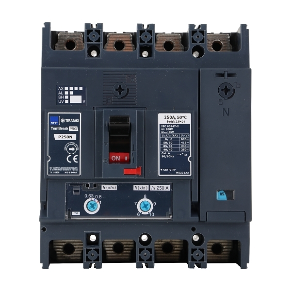 Terasaki TemBreak PRO MCCB 250 Frame 50kA 4P 200A Adj. Thermal Adj ...