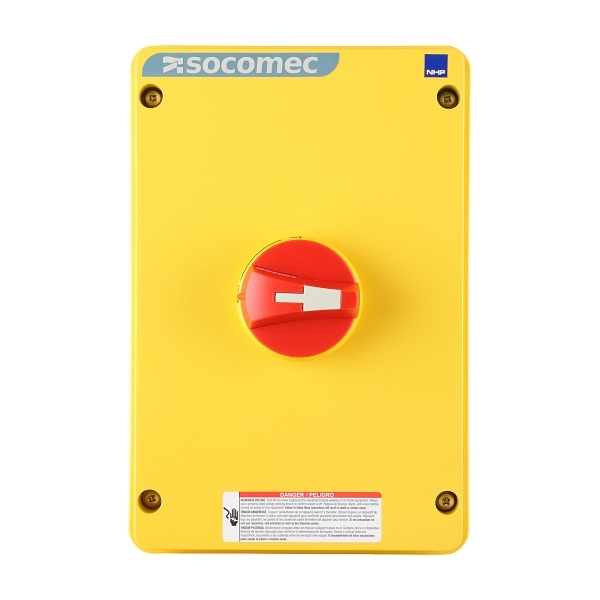 Socomec ISO Enclosed Isolator, IP 65 Aluminium Yellow, Handle - Red, 3P 63A