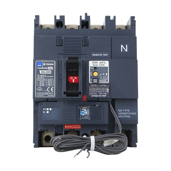 Terasaki TemBreak PRO ELCB 125 Frame 65kA 4P 100A 30mA 3A Adj. Thermal ...