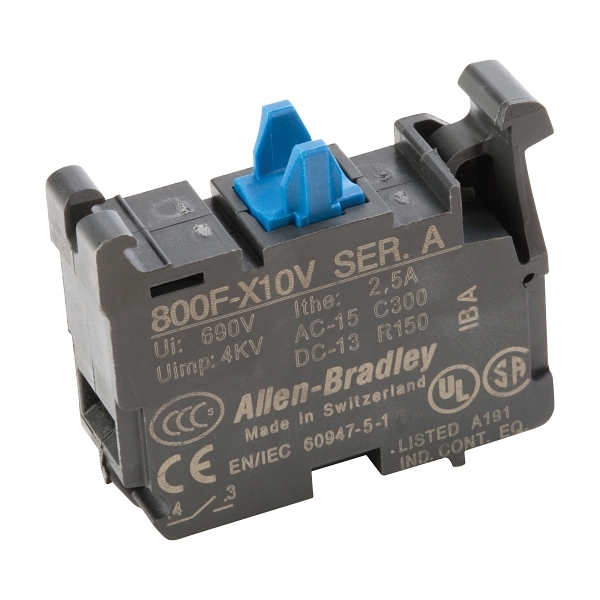 Allen-Bradley 800F No Latch Screw Contact Block 1 N.O. for 22.5 ...
