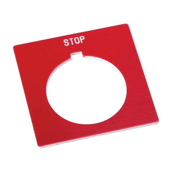 Allen-Bradley 800H Legend Plate 47 X47mm, Standard, PUSH TO STOP, Red