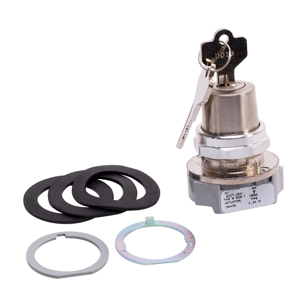 Allen-Bradley 800T Key Selector Swtich 30.5mm 3 Pos. Cyl. Lock Spring ...