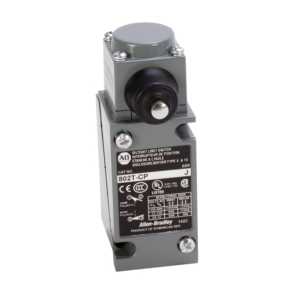 AB 802T Heavy Duty Limit Switch Oiltight Spring Rtrn Side Push Rod 1NO 1NC IP67 16.4N 3.3mm