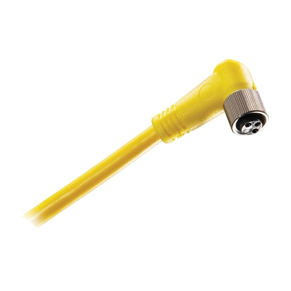 AB 889P Cordset Cable PVC Yellow 3 Pin 24AWG Pico Female Right Angle M8 Unshielded 2m