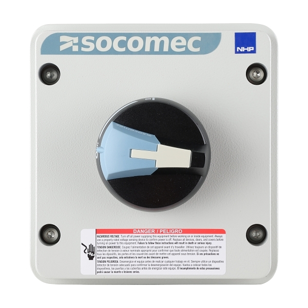 Socomec ISO Enclosed Isolator, IP 65 Aluminium Grey, Handle - Blue, 3P 25A