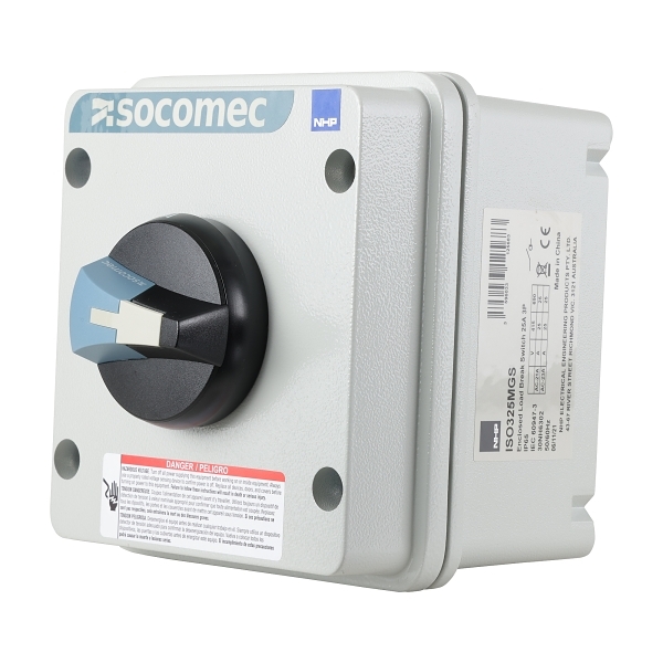 Socomec ISO Enclosed Isolator, IP 65 Aluminium Grey, Handle - Blue, 3P 25A