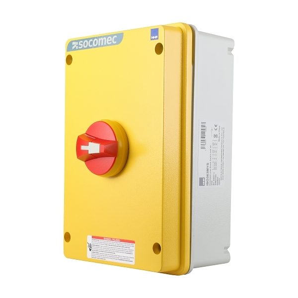 Socomec ISO Enclosed Isolator, IP 65 Aluminium Yellow, Handle - Red, 3P 63A