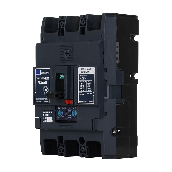Terasaki TemBreak PRO MCCB 250 Frame 36kA 3P 160A Adj. Thermal Adj ...