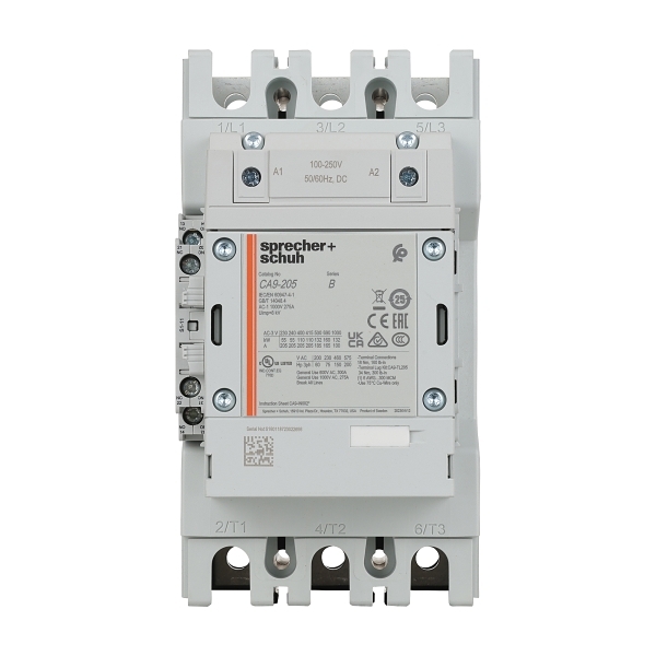 S&S CA9 Contactor 110kW 3Pole 100 to 250VAC and VDC Coil 1NO 1NC ...