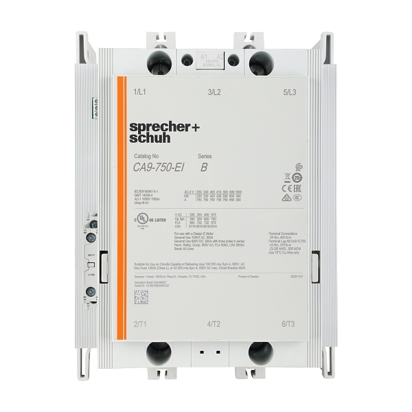S&S CA9 Contactor 425kW 3Pole 100 to 250VAC and VDC Electronic Coil 1NO ...