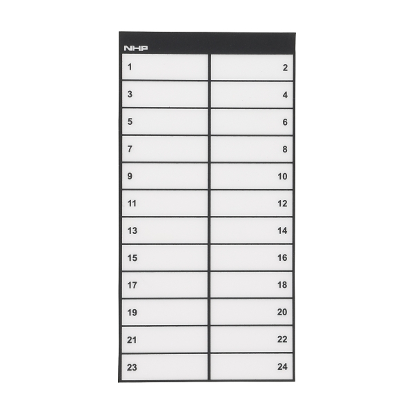 NHP Concept Panelboard Accessory Label Escutcheon Legend 1 to 24 suits DinT