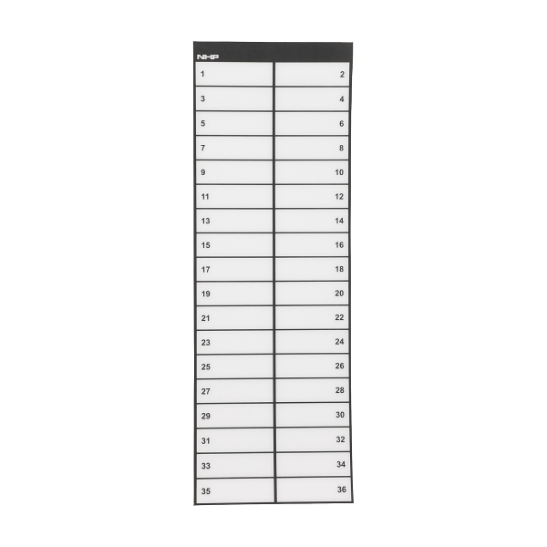 NHP Concept Panelboard Accessory Label Escutcheon Legend 1 to 36 suits DinT