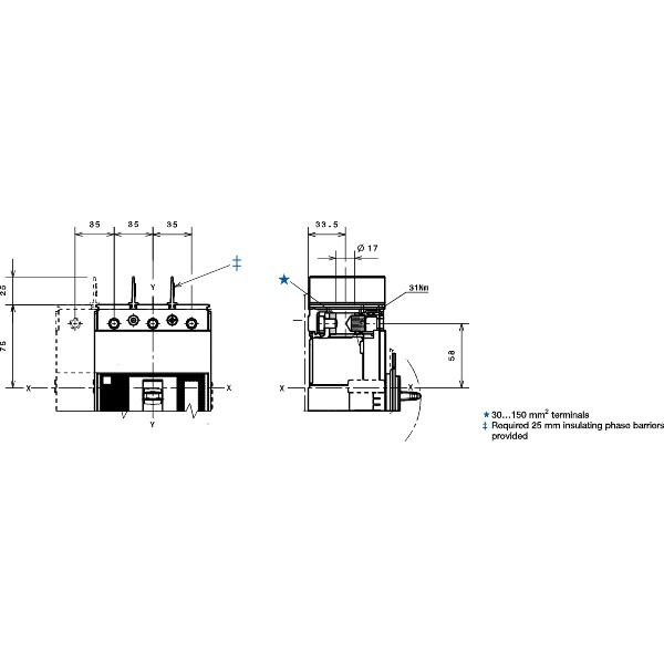 Allen-Bradley 140G Terminal Lug 25 to 150mm 3P I Frame