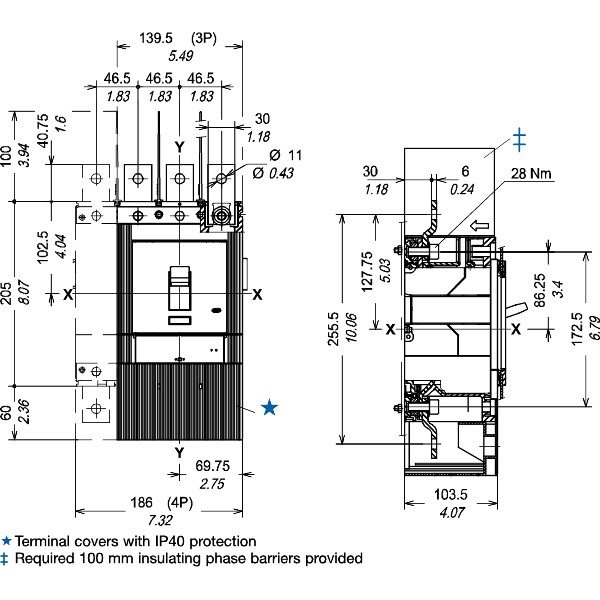 Allen-Bradley 140G Extended Terminals 4P K Frame