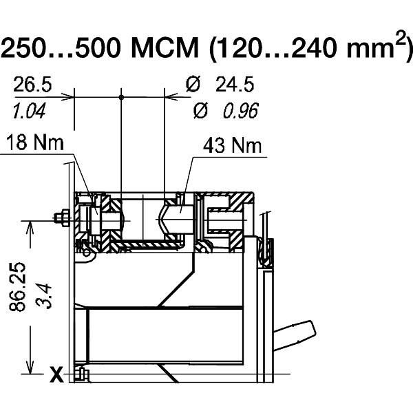 Allen-Bradley 140G Terminal Lug 120 to 240mm 4P K Frame