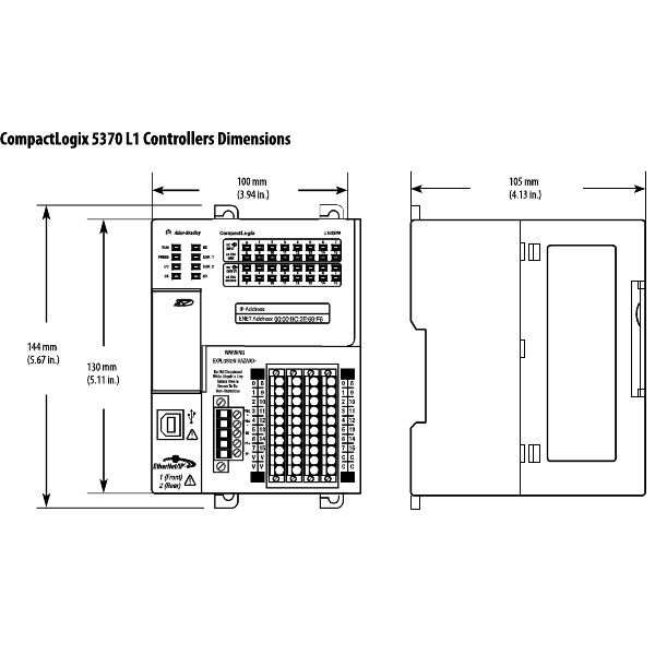 Allen-Bradley CompactLogix 1769 5370 L1 Processor 16DI 16DO 512Kb