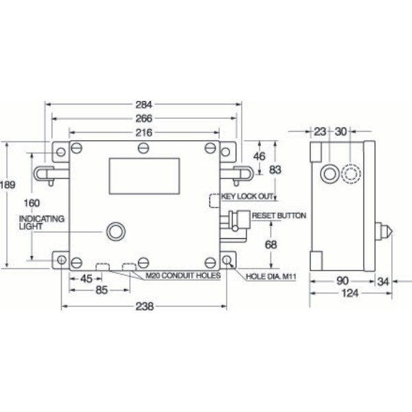 NHP Trip Wire Switch Glass Window 2NC 2NO