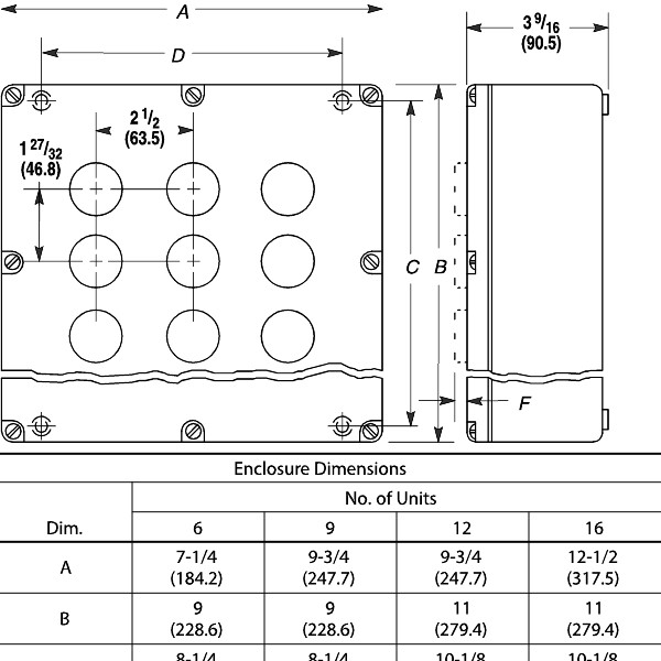 Allen-Bradley 800T Enclosure Die Cast Surface Mount 6 Holes 2 Rows Grey ...