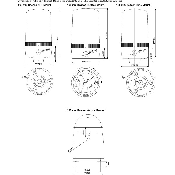 Allen-Bradley 855BL Beacon 120mm Round Surface Mount Strobe 240V AC ...
