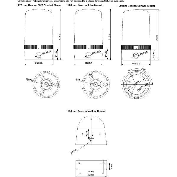 Allen-Bradley 855BL Beacon 120mm Round Surface Mount Flashing Halogen ...