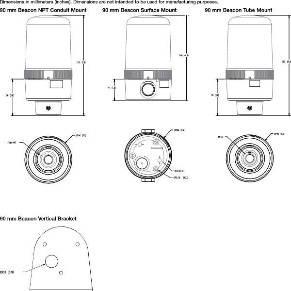 Allen-Bradley 855BL Beacon 90mm Round Surface Mount Flashing Halogen ...