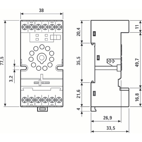 Finder 90 Series Base for 6013 Relay 9902 LED Modules with Metal Clip