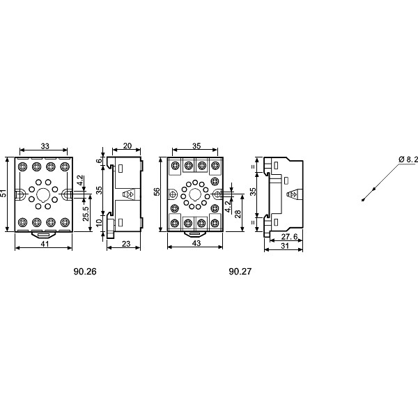 Finder 90 Series Base for 6012 Relay Box Clamp with Metal Clip