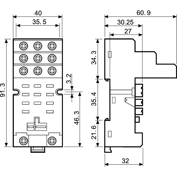 Finder 90 Series Base for 6232 6233 Relays 9902 LED Clamp with Metal Clip