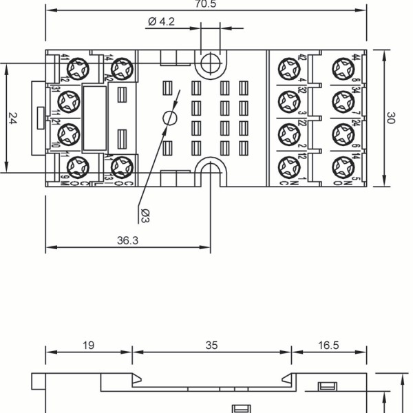 Finder 90 Series Base for 5534 Relay Box Clamp with Metal Clip